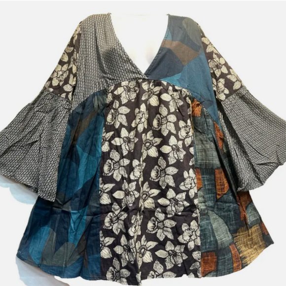 Sacred Threads | Tops | Nwt Sacred Threads Hippie Boho Funky Patch ...